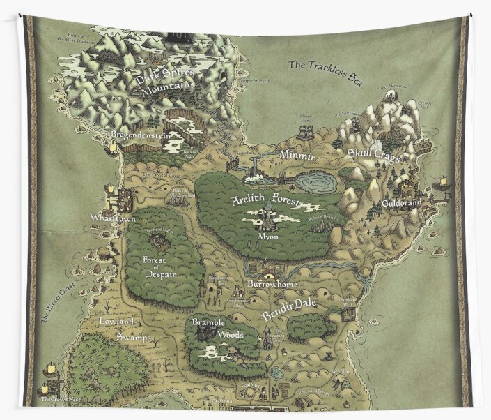 "Arelith Map" Tapestry by Artos | Redbubble