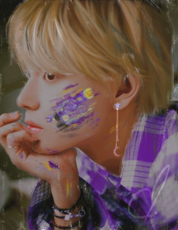 "PURPLE STARRY NIGHT - BTS V" by cxmpfire | Redbubble