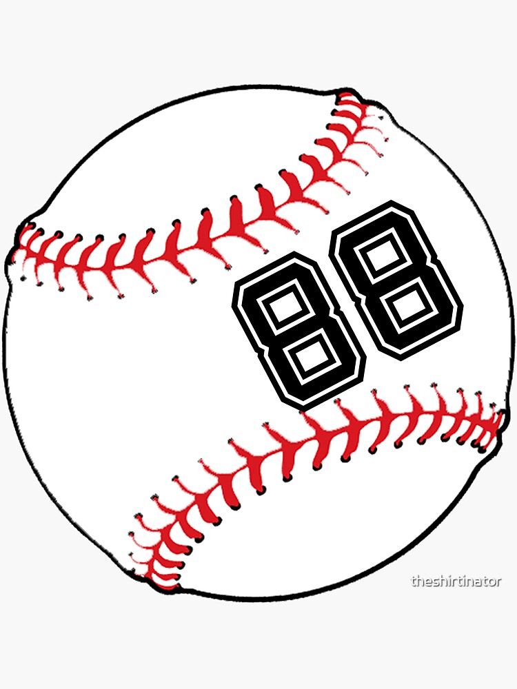 "Baseball Player Jersey No 88 Back Number #88 Ball Sport Sticker Gift ...