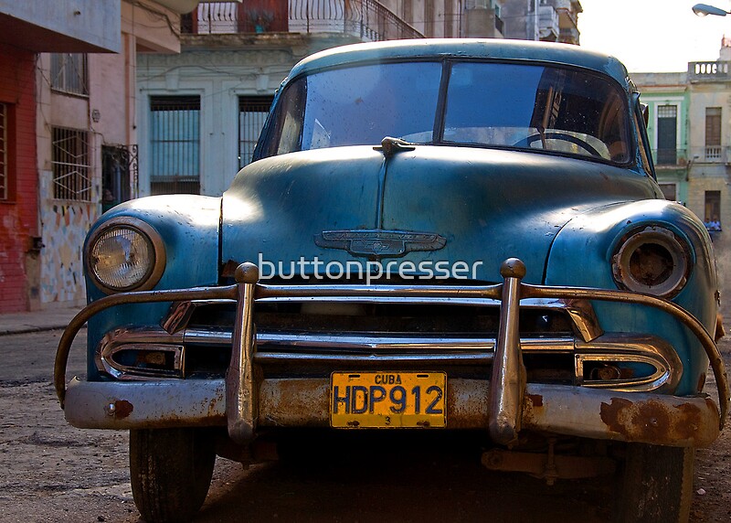 "Old Blue Chevy, Early Morning, Havana, Cuba" by David Carton | Redbubble