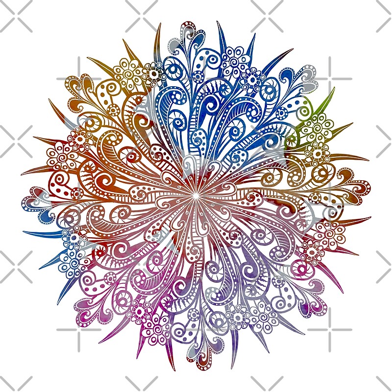 ""Fern Fronds and Flowers" | Multi Coloured Floral Mandala" by ...