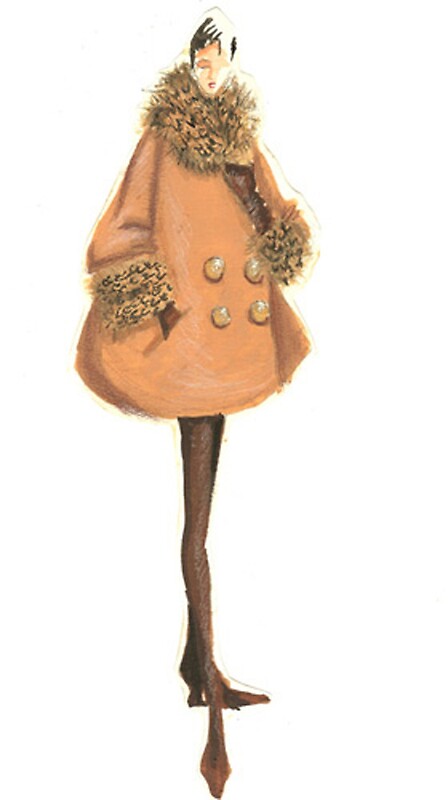 "Fashion Sketch of Woman in Fur Coat" by Kathlin Argiro | Redbubble