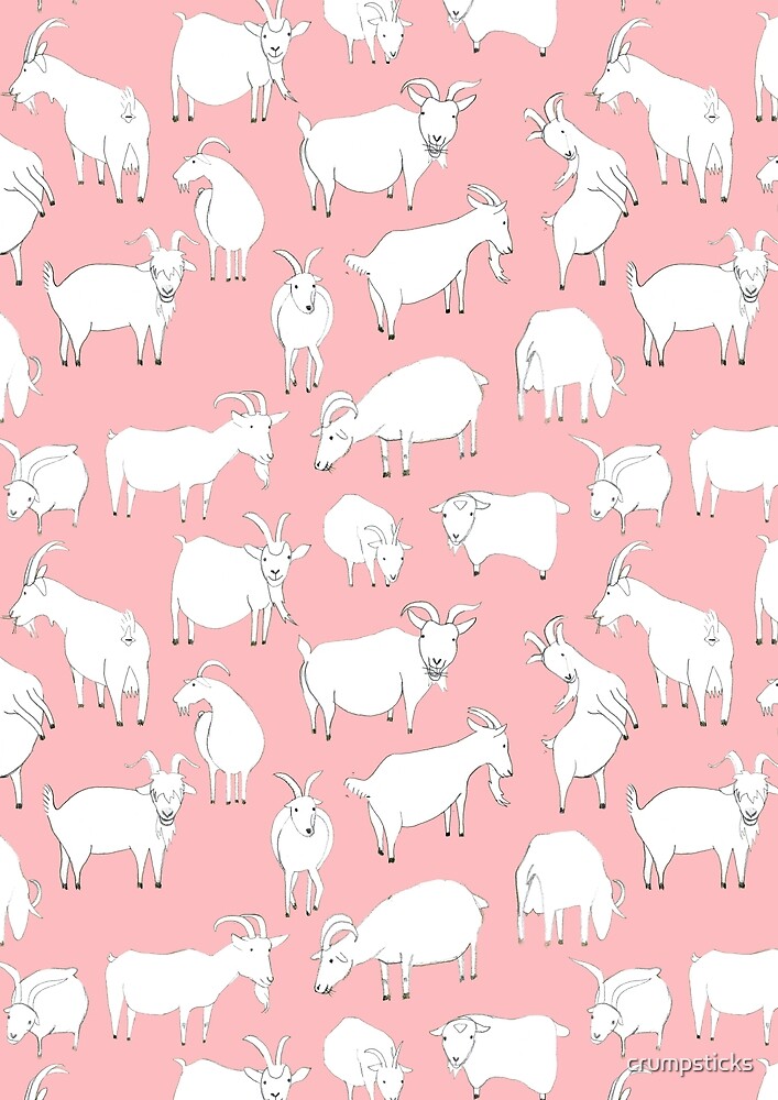 "Goats Playing – Pink" by Vicky Webb | Redbubble