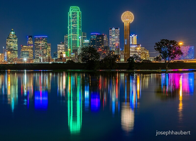 "Dallas Skyline Reflection in Trinity" by josephhaubert | Redbubble