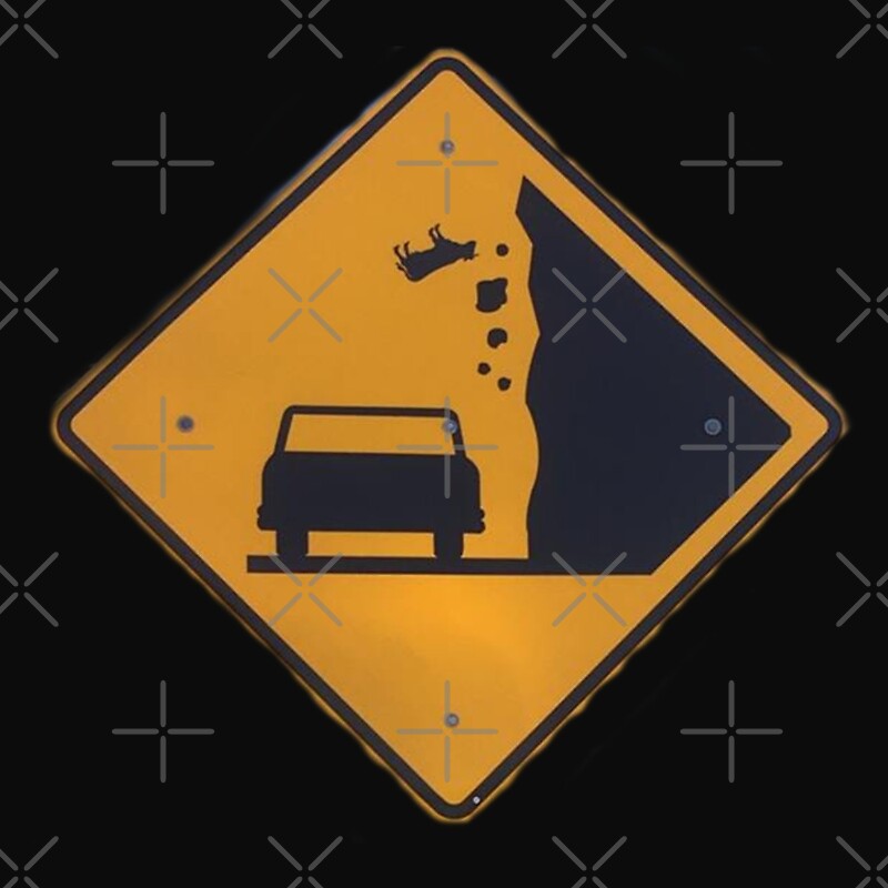 "Kern River Canyon Falling Cow Sign" by KrazyDazey | Redbubble