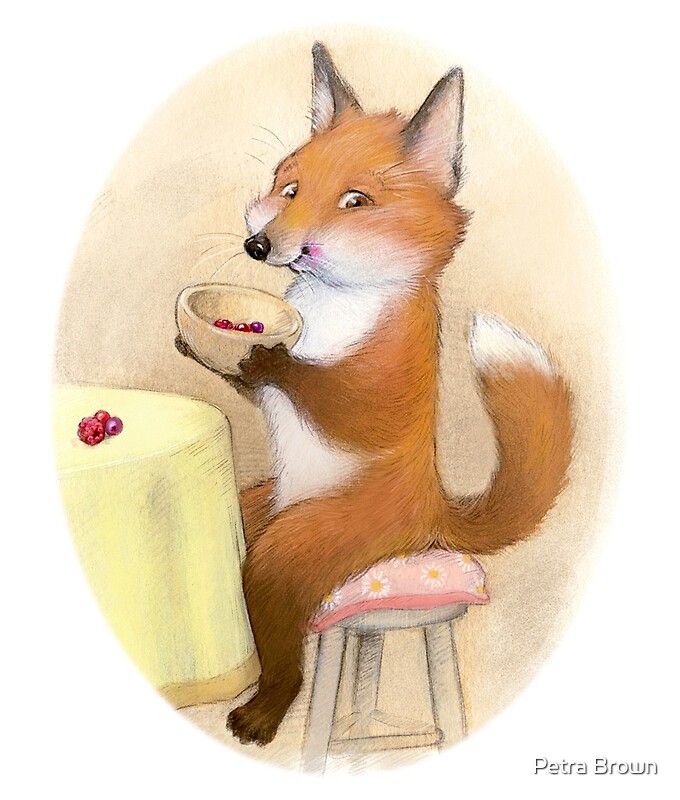 "Fox Loves Berries" by Petra Brown | Redbubble