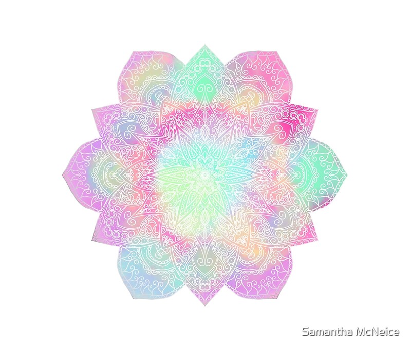 "Faded white mandala with a pastel background" by Samantha McNeice ...