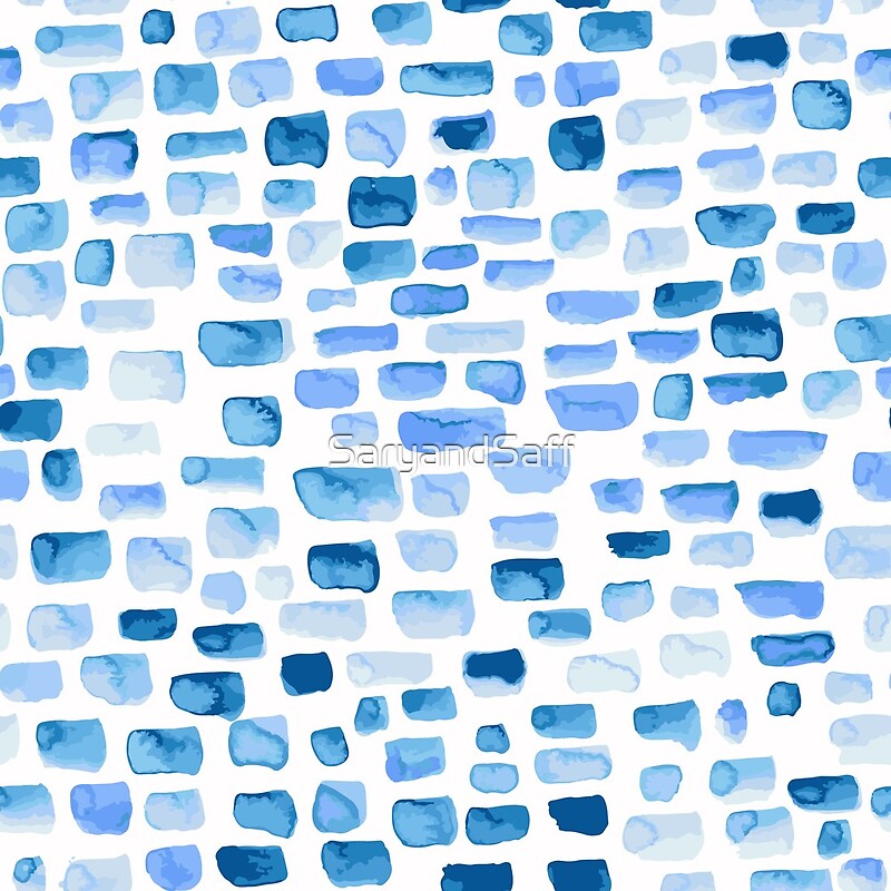 "Blue bricks watercolour pattern" by SaryandSaff | Redbubble