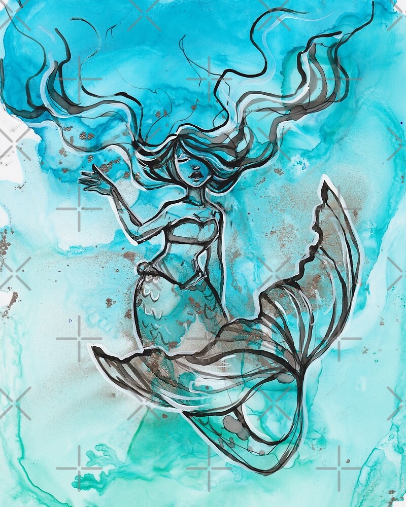 "Aqua ink Mermaid" by ArtOfBianca | Redbubble