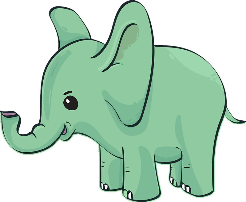"Cute cartoon green elephant" by Alex Rodriguez | Redbubble