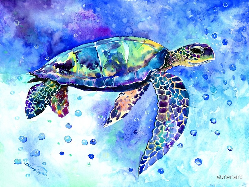 "Sea Turtle Underwater Scene" by surenart | Redbubble