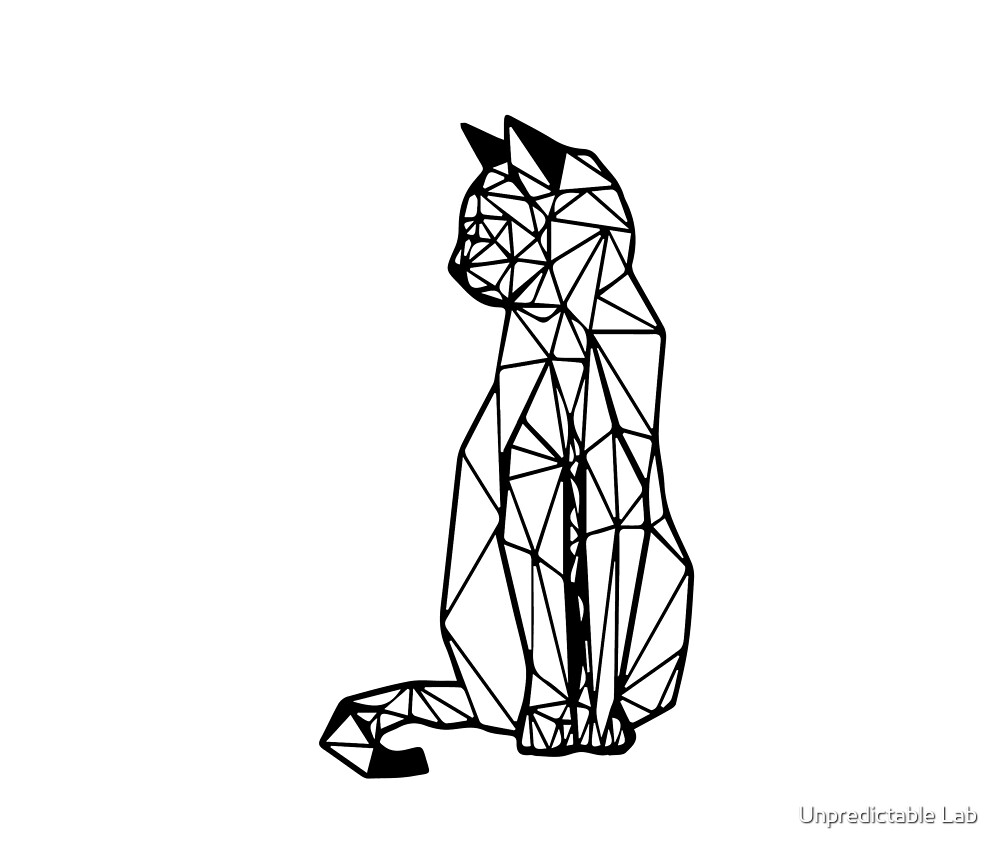 "geometric cat I line art I geometric art" by Unpredictable Lab | Redbubble