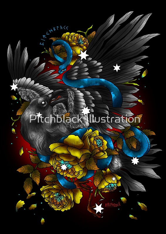 "Raven and Snake" by Pitchblack Illustration | Redbubble
