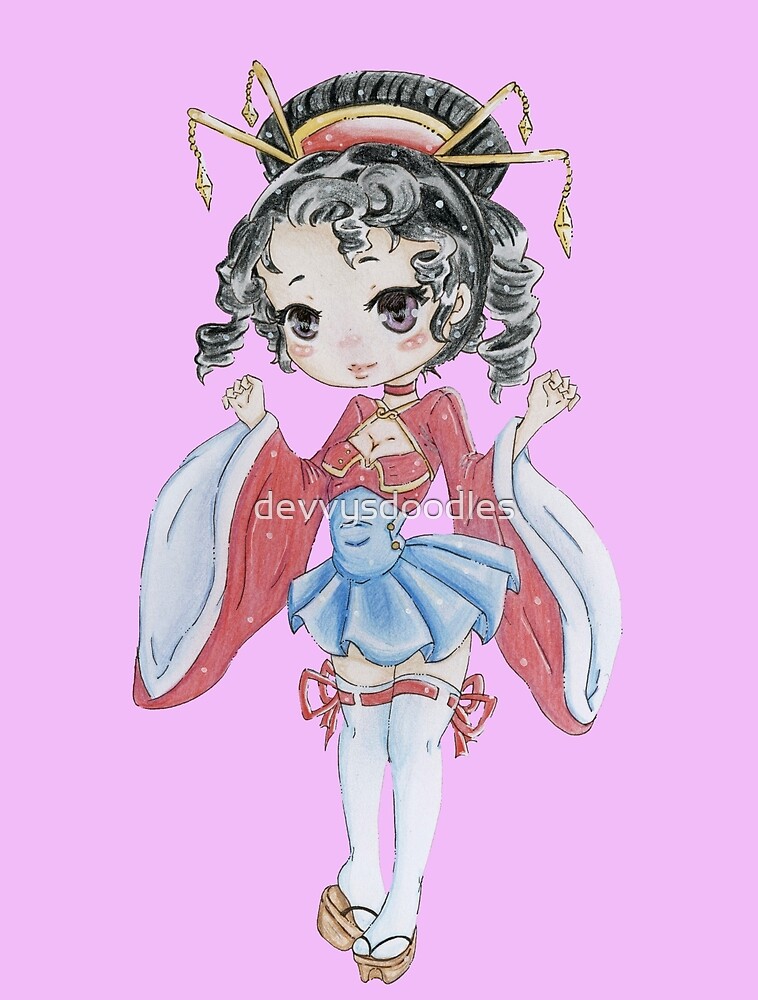"Chibi Geisha " by devvysdoodles | Redbubble