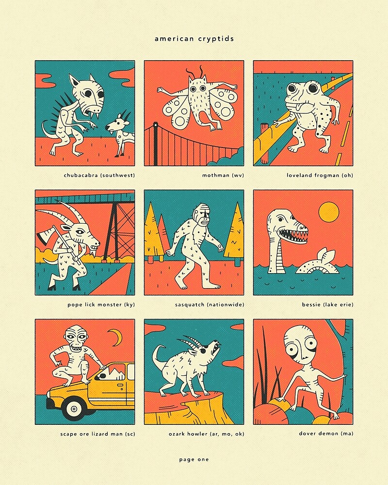 "AMERICAN CRYPTIDS (page one)" by JazzberryBlue | Redbubble