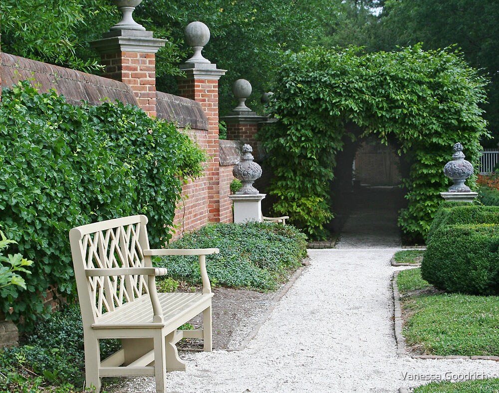 "Formal Garden with Bench" by Vanessa Goodrich | Redbubble