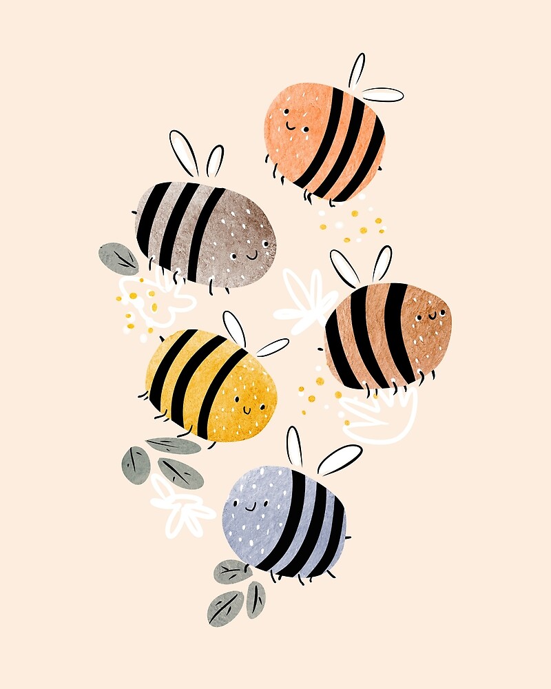 "Sweet little baby bees watercolor illustration" by DariaNK | Redbubble