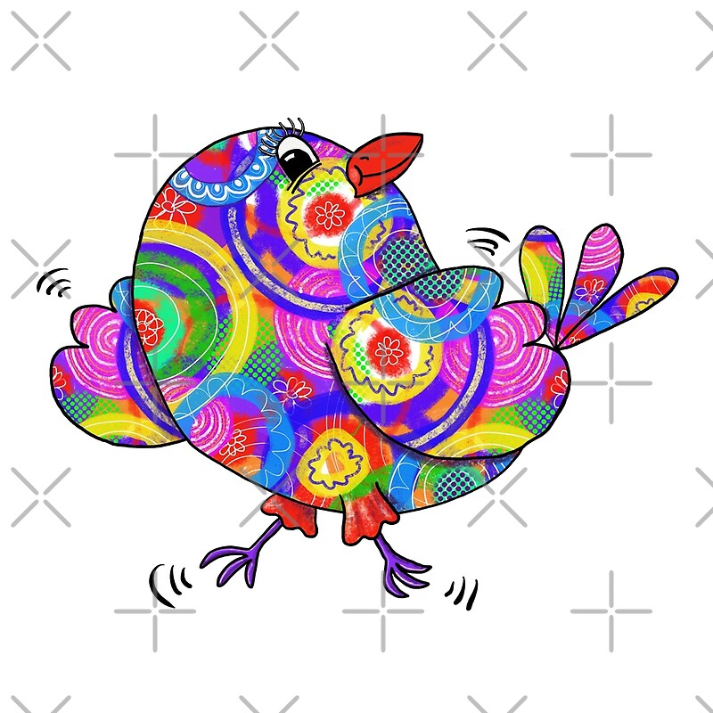 Happy Chicky” | Cute Bird Character" by LiseHoltArt | Redbubble