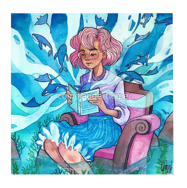 "Diving Into a Good Book" by commanderflower | Redbubble