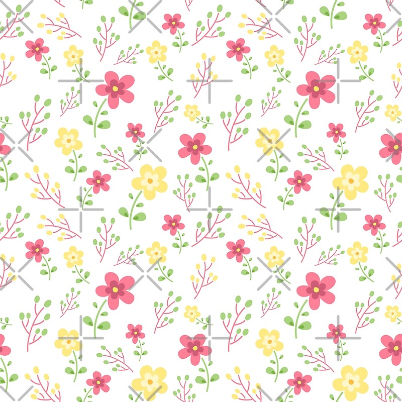 "Pink and yellow Spring floral pattern" by mrhighsky | Redbubble