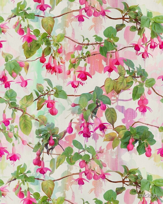 "Rainbow Fuchsia Floral Pattern" by micklyn | Redbubble