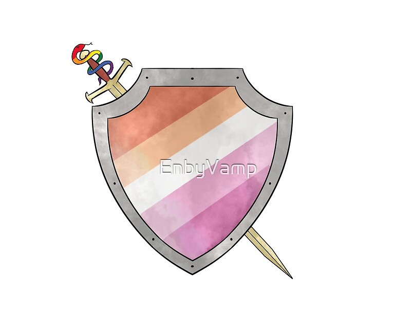 "Pride Shield - Lesbian" by EnbyVamp | Redbubble