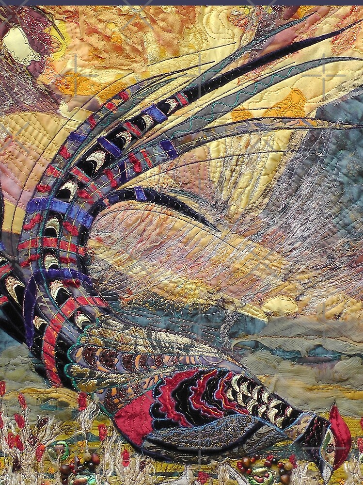 "Golden Pheasant. Textile Art" by NisaKiley | Redbubble