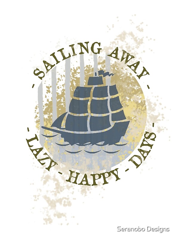 "Happy Sailing Days - Blue and Khaki" by Seranobo Designs | Redbubble