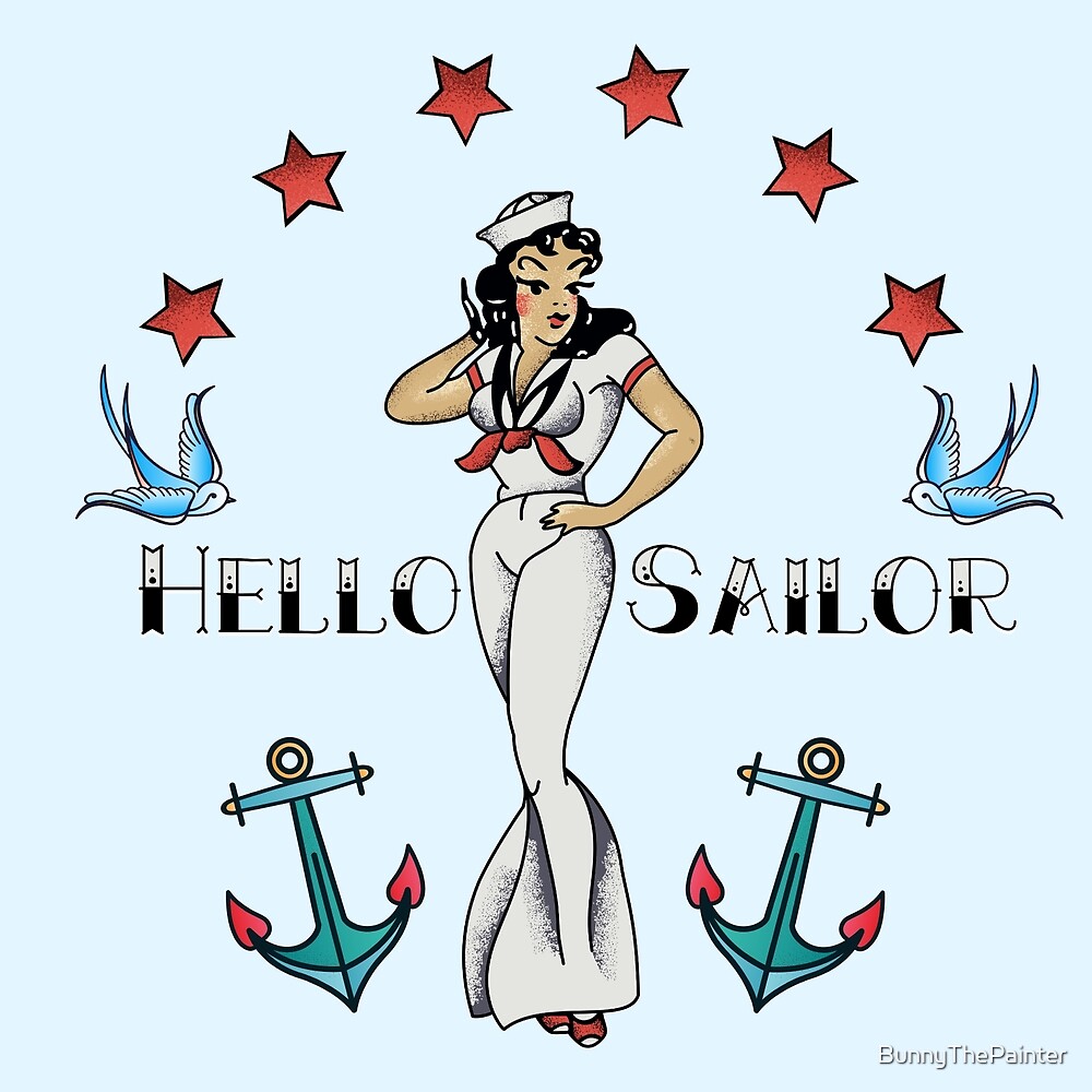 "Jerry Style Hello Sailor Vintage Pin Up Tattoo" by BunnyThePainter ...