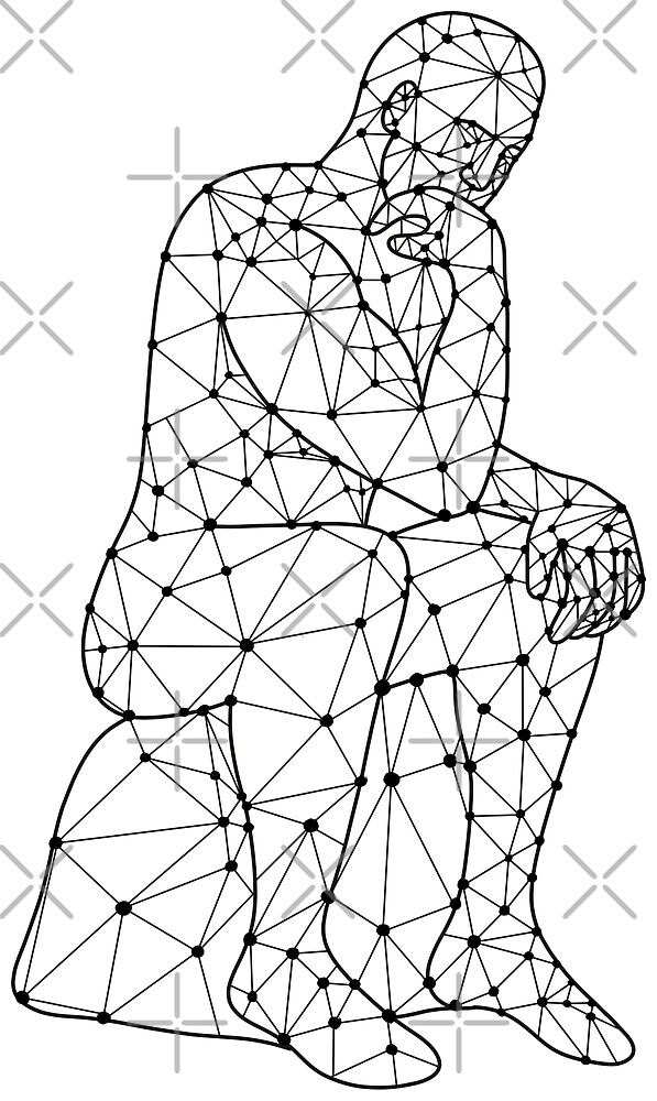 "Man Sitting Thinking Cyber Nodes" by patrimonio | Redbubble