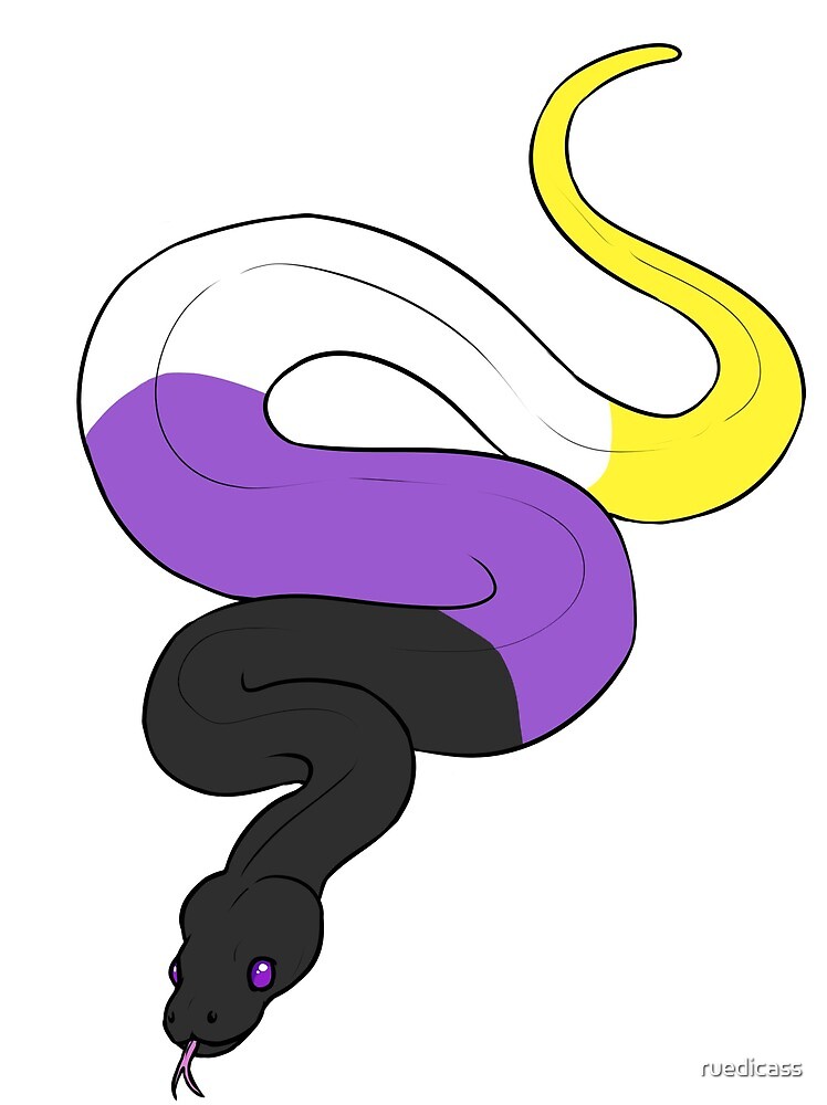 "Nonbinary Pride Snake" by ruedicass | Redbubble