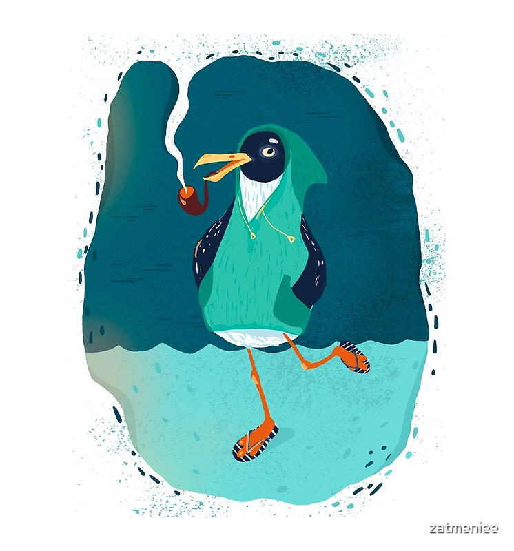 "Merry seagull smoking a pipe" by zatmeniee | Redbubble