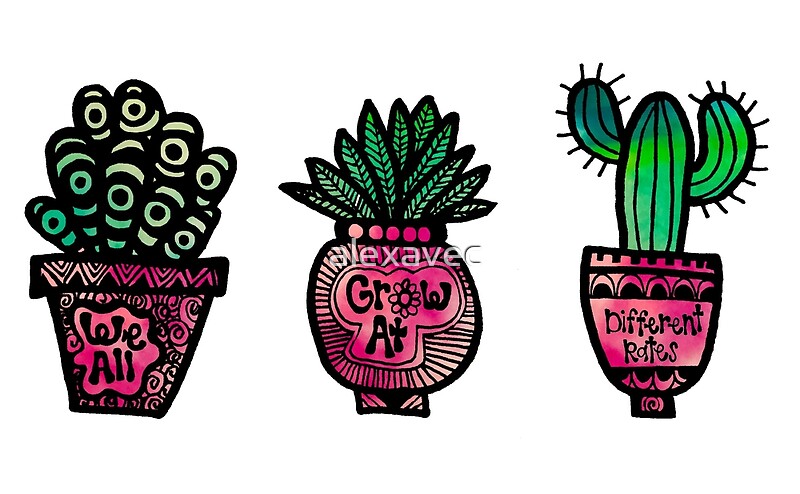 "We All Grow at Different Rates - Succulent Plant Zentangle" by ...