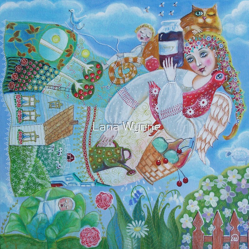 "Mom - folk art painting" by Lana Wynne | Redbubble