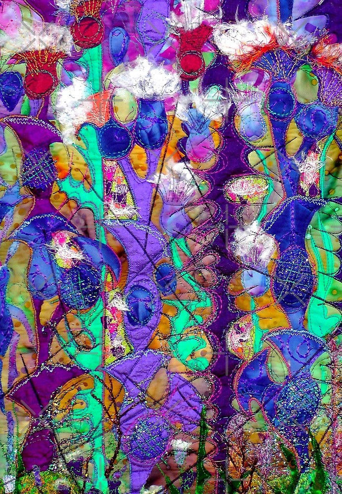 "Thistle Patch. Textile Art" by NisaKiley | Redbubble