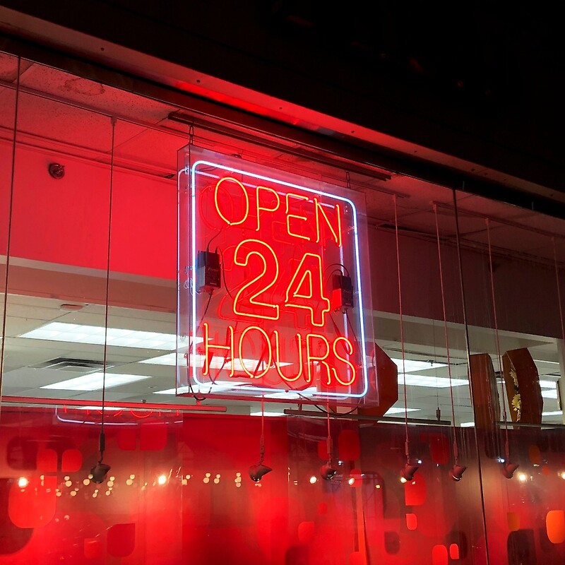 "Open 24 Hours" by SignsForKids | Redbubble