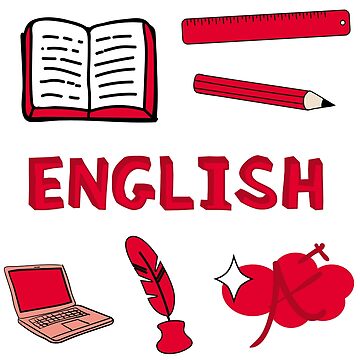 "Red English School Subject Sticker Pack" Poster for Sale by The-Goods ...