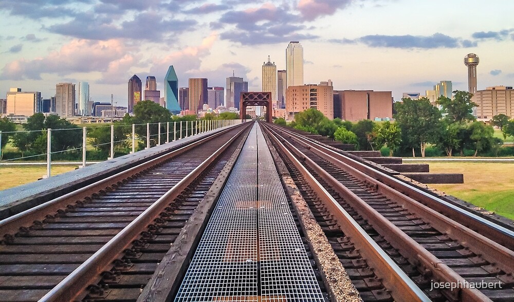 "Downtown Dallas Train Track View" by josephhaubert | Redbubble