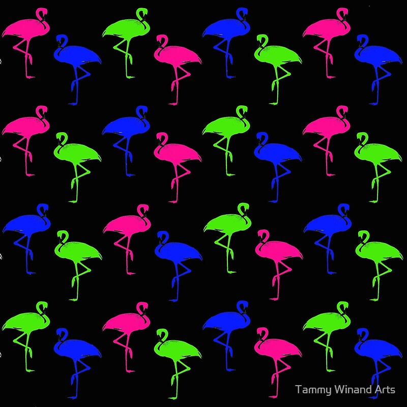 "Trippy Neon Dayglo Flamingo Rave " by TammyWinandArt | Redbubble