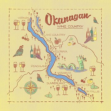 "Okanagan map" Postcard for Sale by Marcia and Ron Stacy Studios ...