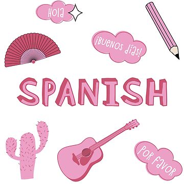 "Pink Spanish Language School Subject Sticker Pack" Sticker for Sale by ...