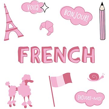 "Pink French Language School Subject Sticker Pack" Sticker for Sale by ...