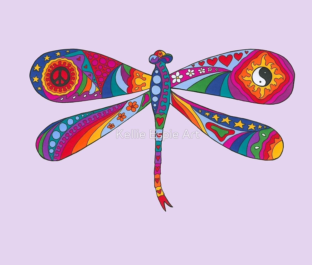 "Psychedelic Dragonfly" by Kellie Espie | Redbubble