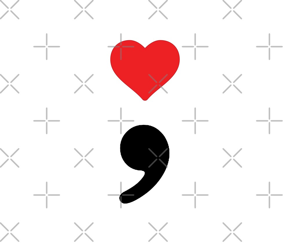 "Red Semicolon Heart ; Depression & Mental Health Awareness ; Semi ...