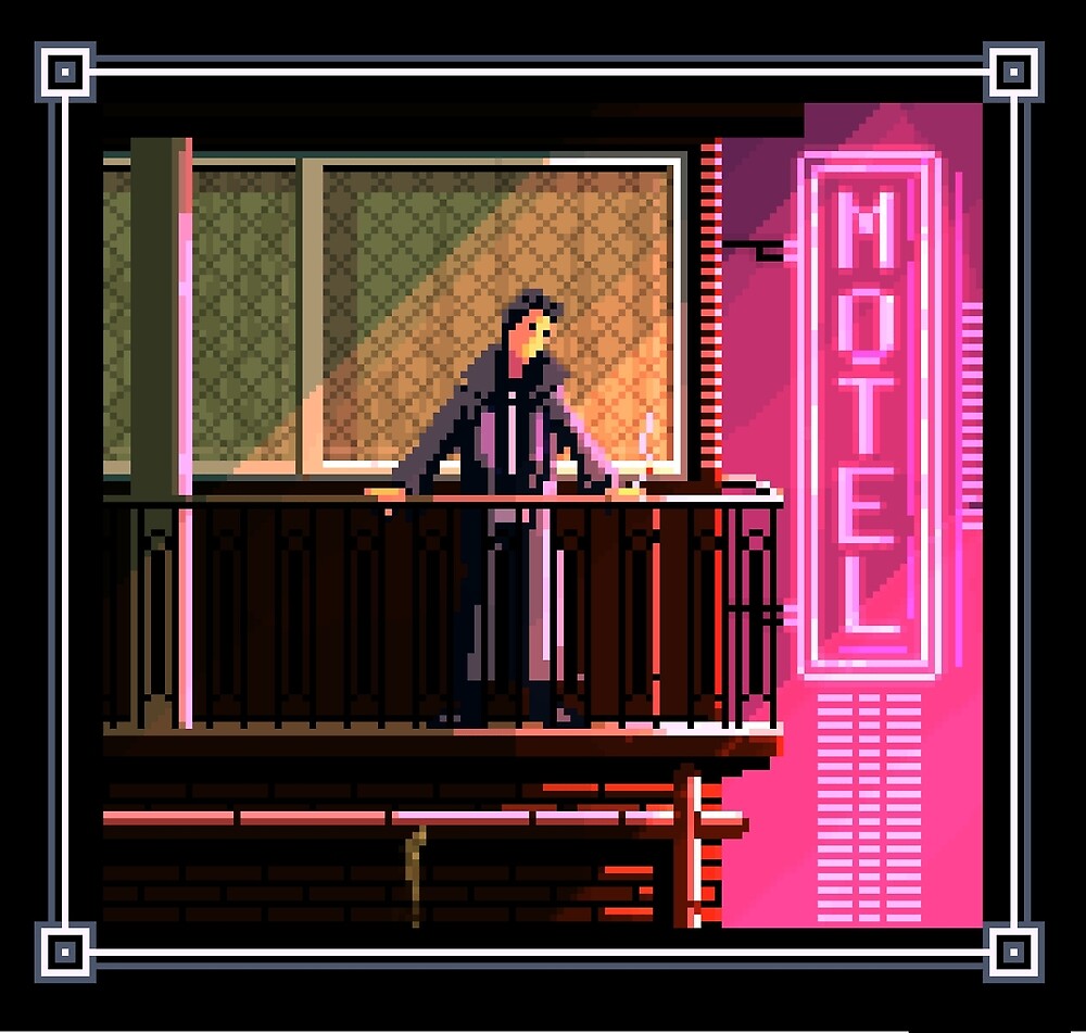 "Neon Noir Cyberpunk Hotel Pixel Art" by ricardojuchem | Redbubble
