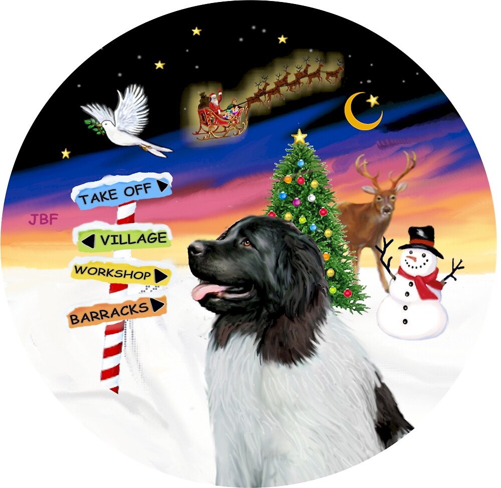"Christmas Signs with a Newfoundland Landseer" by JeanBFitzgerald ...