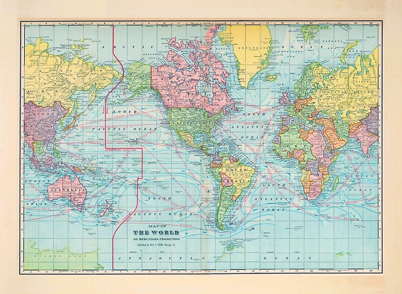 "Vintage Map of The World (1901)" by BravuraMedia | Redbubble