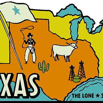 "Texas Map Vintage Travel Decal" Sticker for Sale by hilda74 | Redbubble