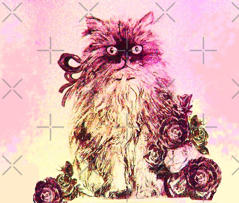"PINKY CAT KITTEN AND ROSES Pink Purple Hues" by BulganLumini | Redbubble