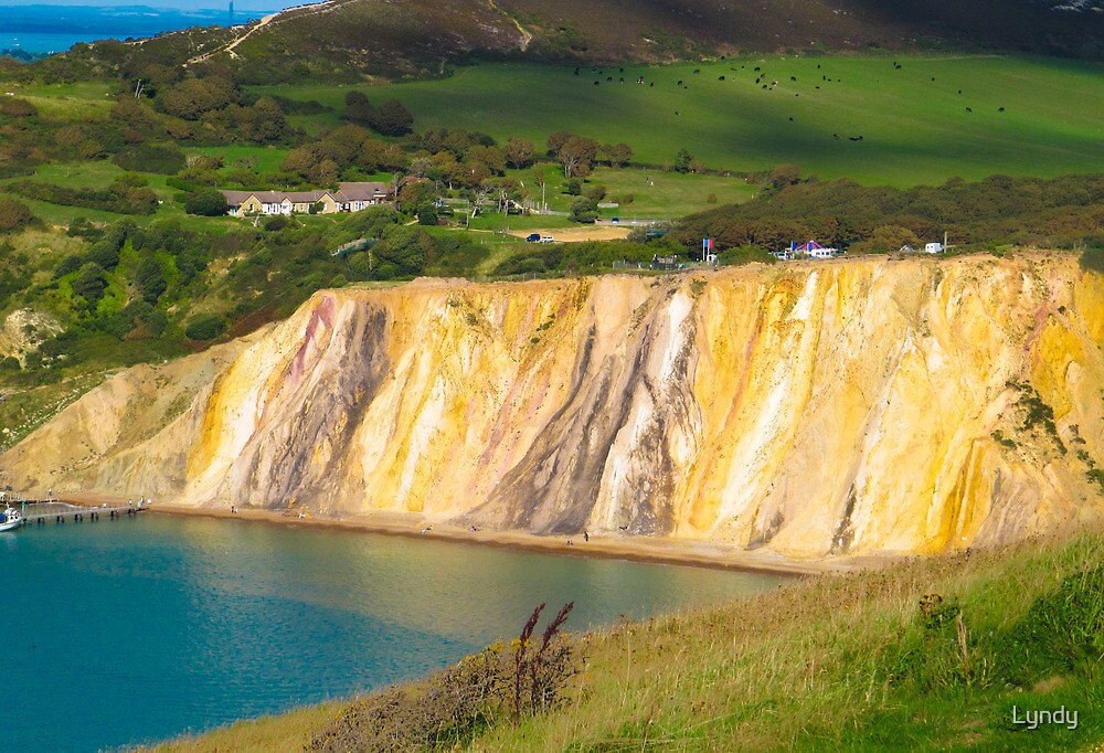 "Coloured sand cliffs of Alum Bay Isle of Wight" by Lyndy | Redbubble